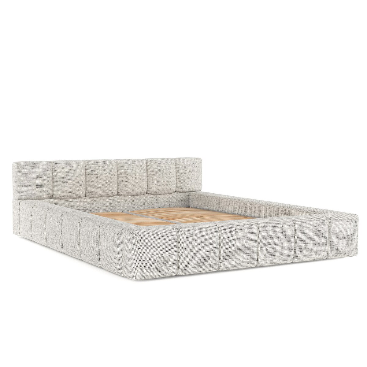 Łóżko tapicerowane MILOS 160x200 z pojemnikiem, Jasny Szary, tkanina ...