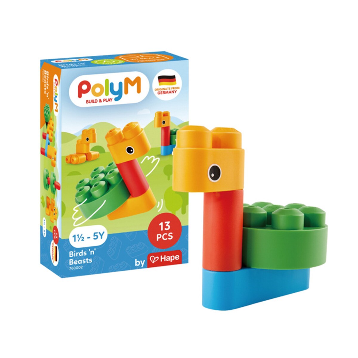 Miękkie Klocki Konstrukcyjne Ptaki i Zwierzęta 13 el. 18m+ PolyM | home&you