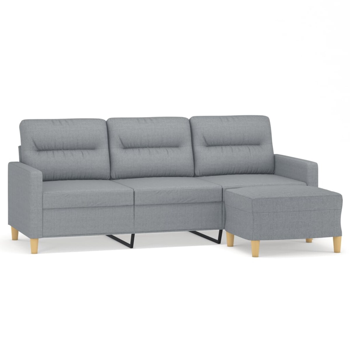 vidaXL 3-osobowa sofa z podnóżkiem, jasnoszara, 180 cm, tkaniną