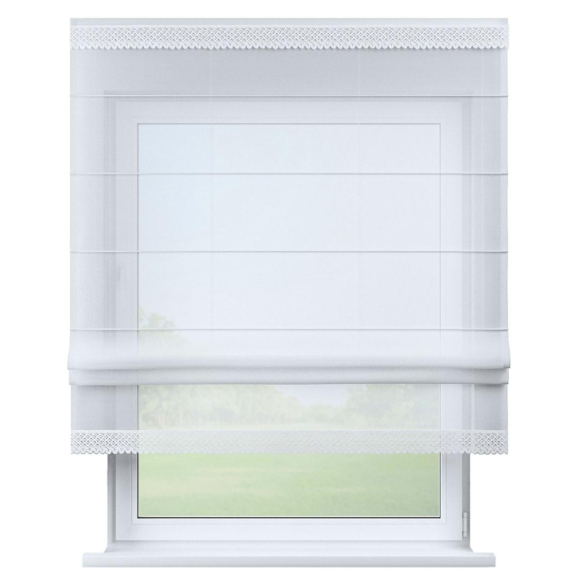 Roleta woalowa Lily II z szeroką koronką, biały, szer.120 x dł.180 cm ...