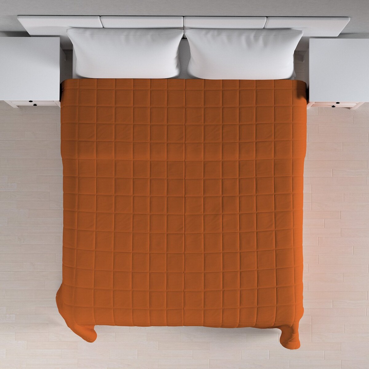 Narzuta pikowana w kratę, rudy, Cotton Panama | home&you