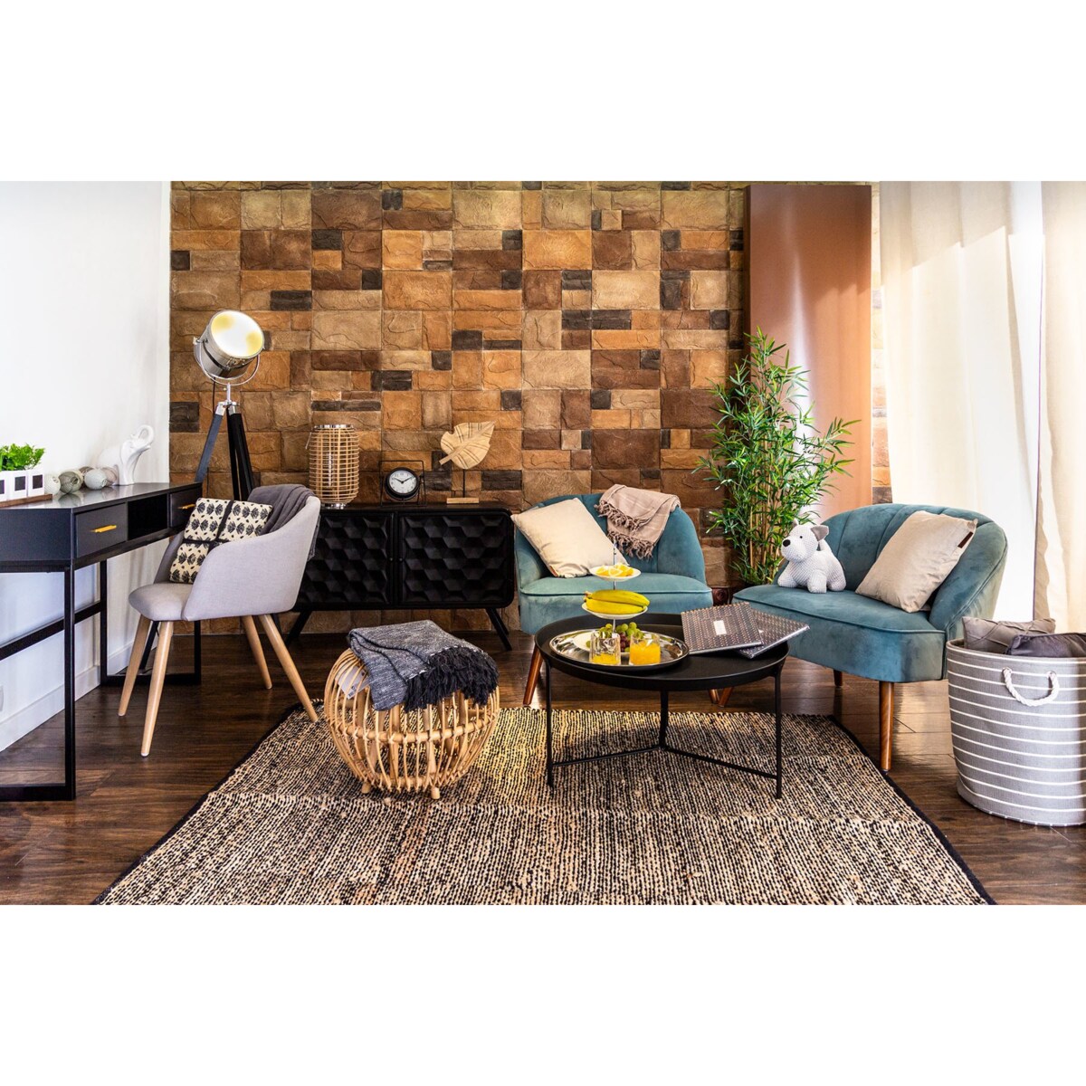 Fotel wypoczynkowy do salonu tapicerką, modne i wygodne krzesło | home&you