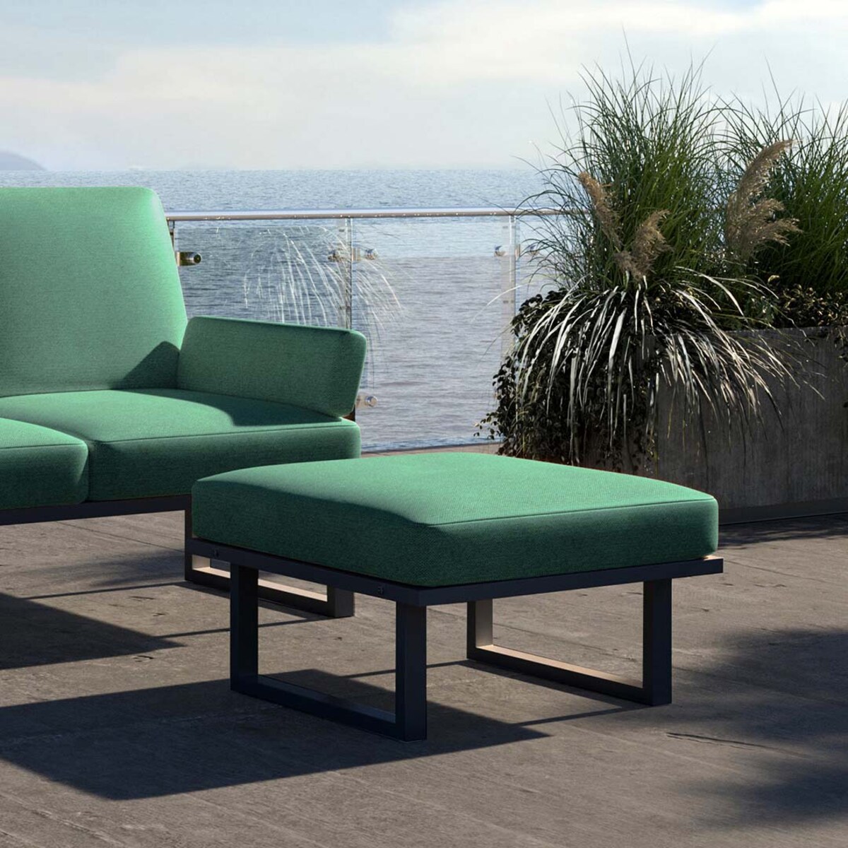 Pouf Soledo Vert profond - Structure Anthracite | home&you