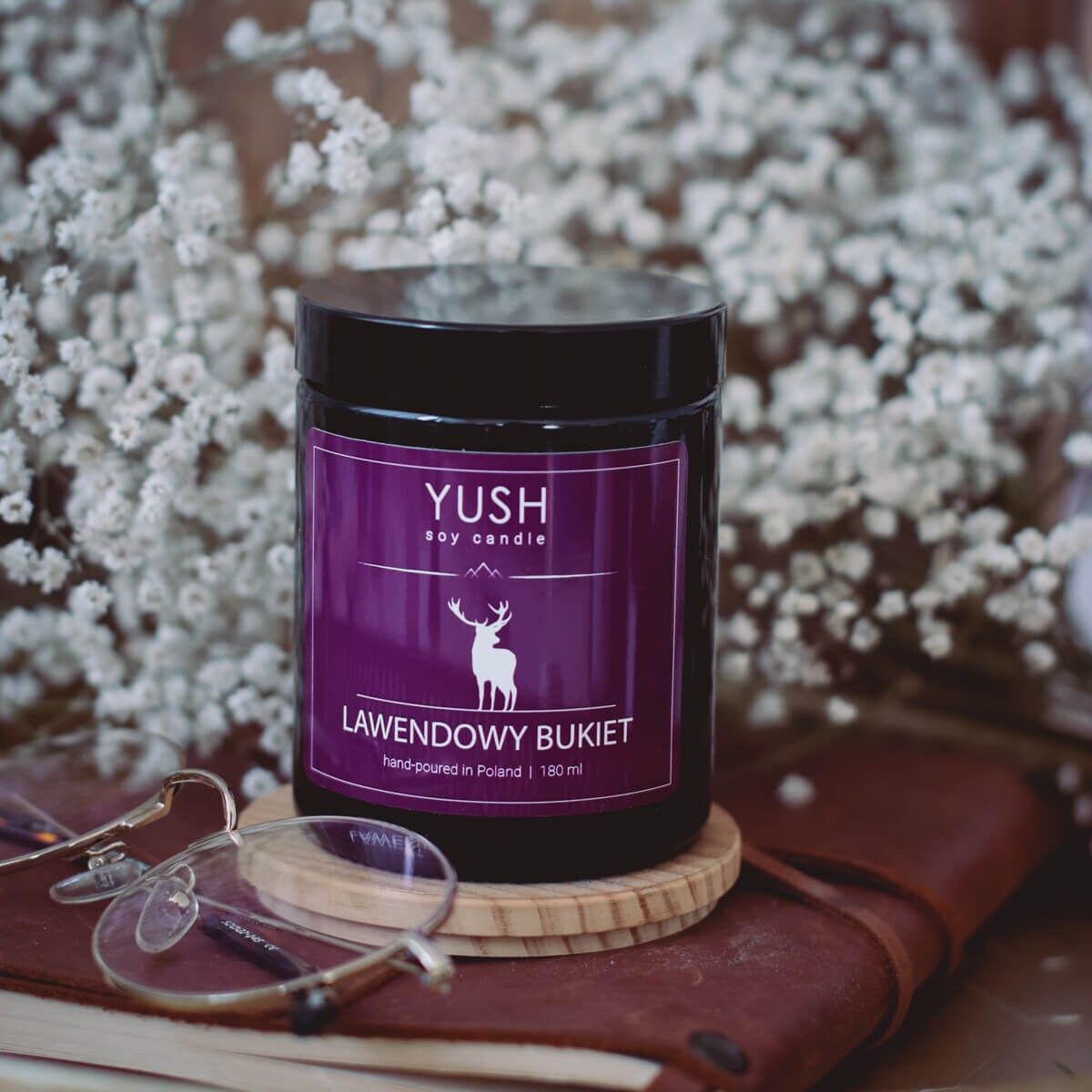 Lawendowy Bukiet – ŚWIECA SOJOWA LAWENDOWA - YUSH - 180ml | home&you