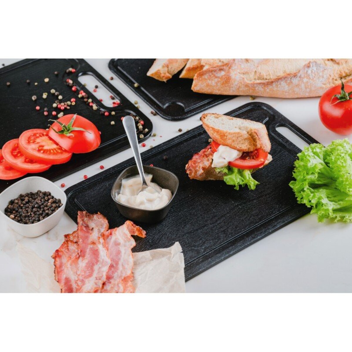 Deski do krojenia ze stojakiem SIMPLE, 3 sztuki | home&you