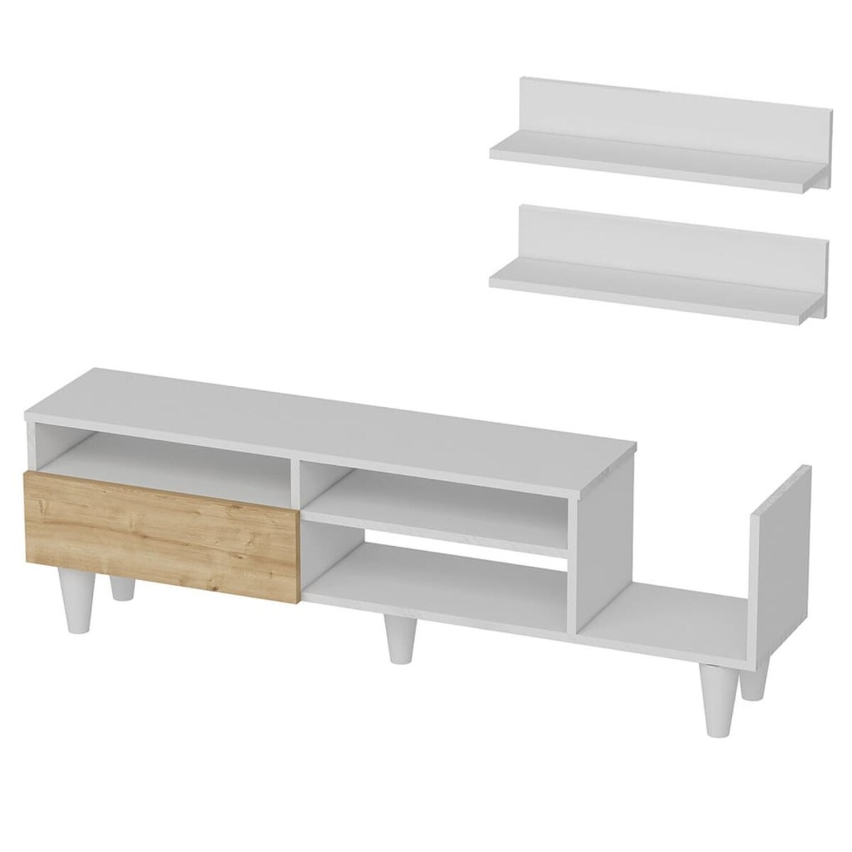 Homemania Zestaw mebli pod TV Lena, 148,2 x 29,5 x 45 cm, biel i dąb