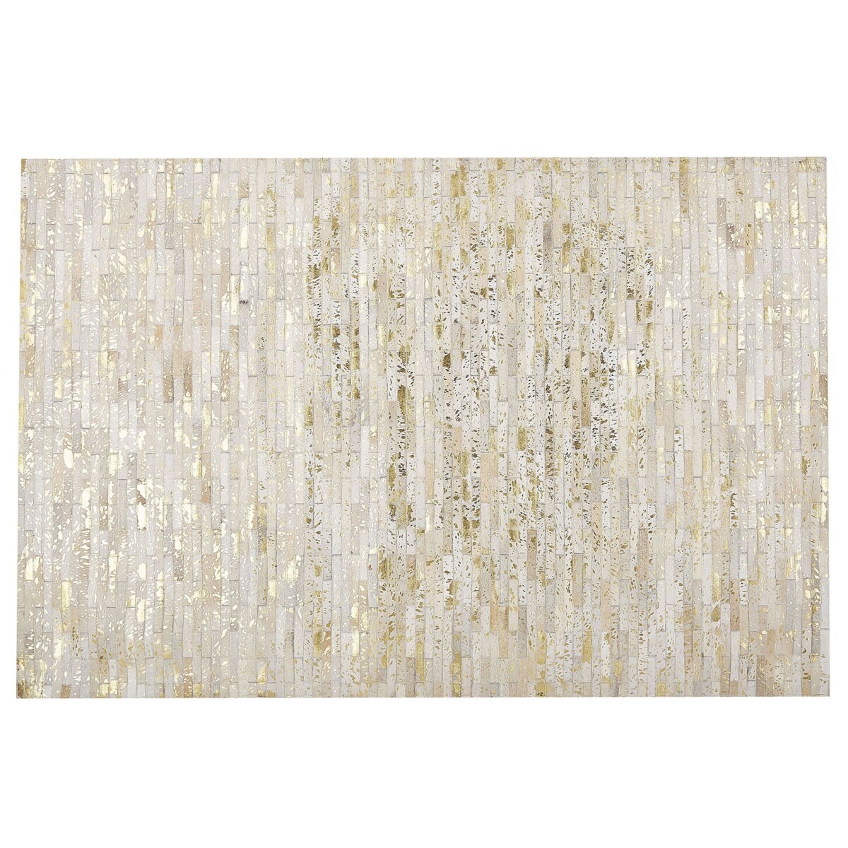 Dywan patchworkowy beżowo-złoty 140 x 200 cm skóra bydlęca Tokul