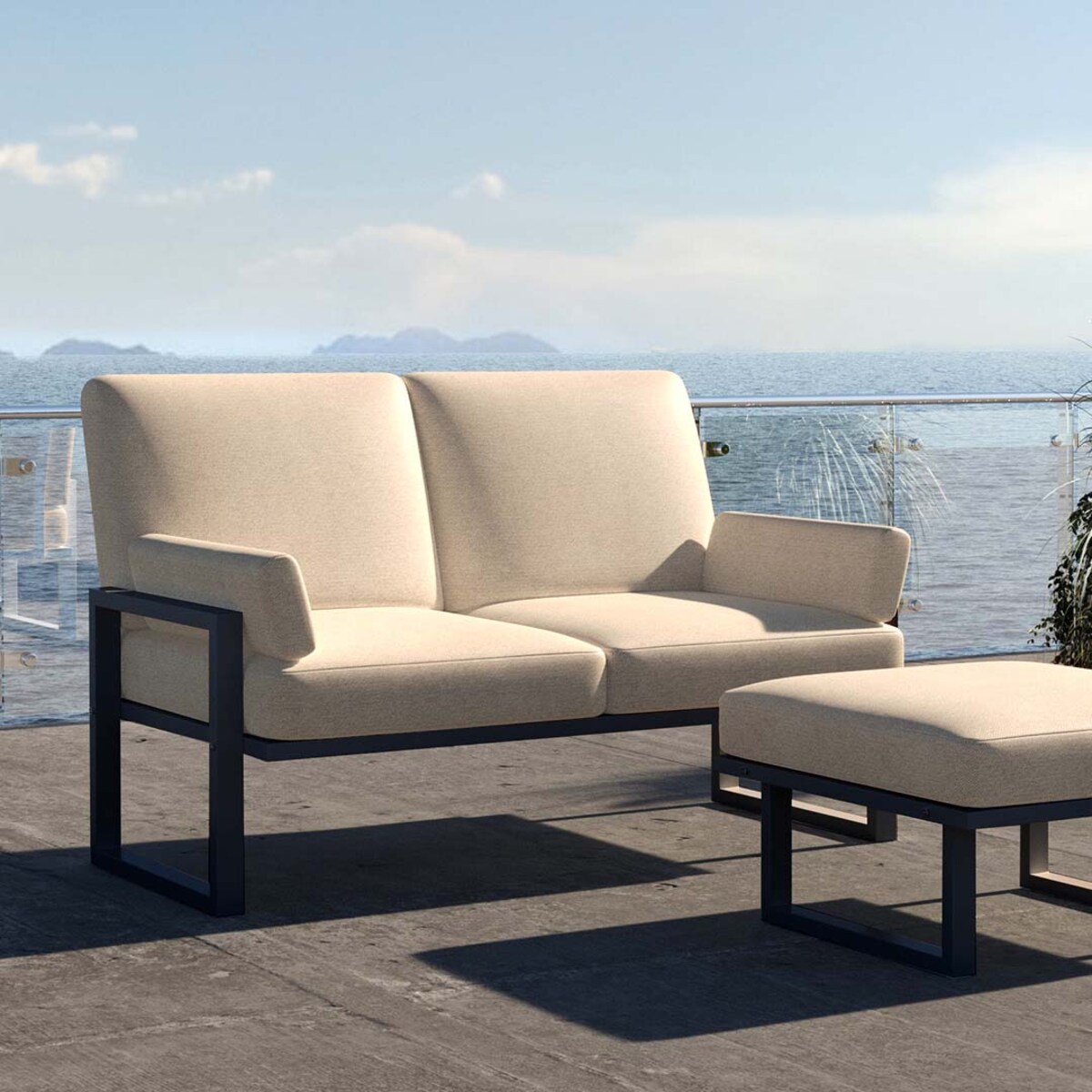 Canapé 2 places Soledo Beige clair - Cadre anthracite | home&you