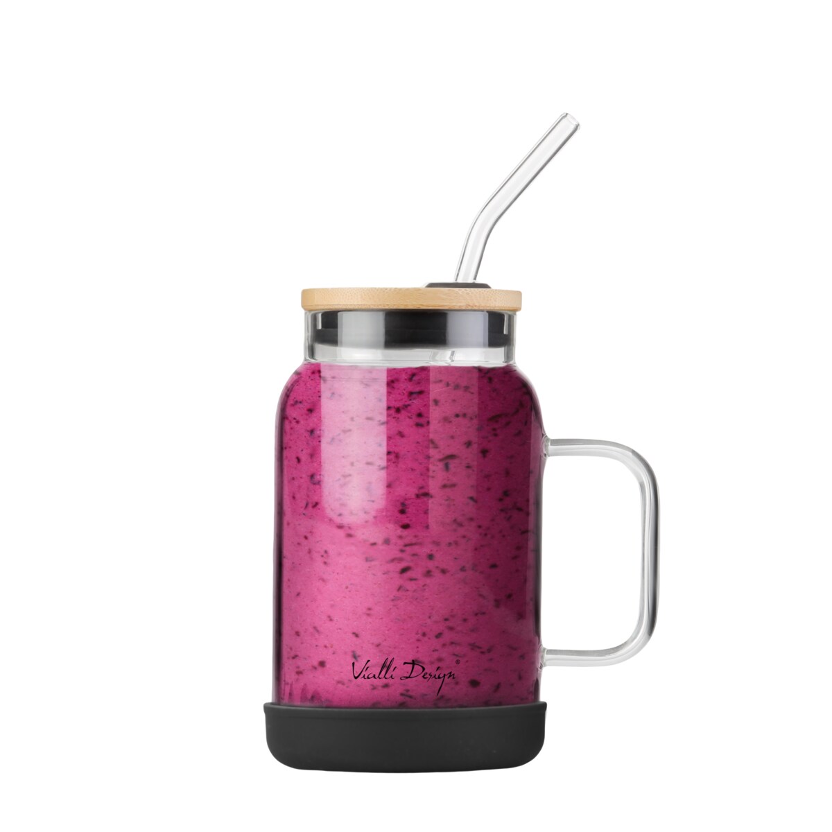 Słoik ze słomką 600 ml czarny Fuori 29804 | home&you