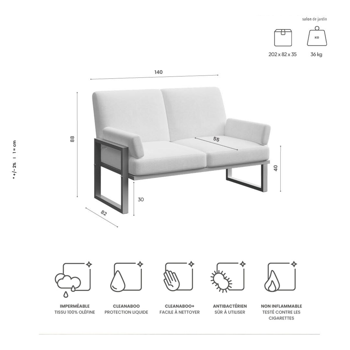 Canapé 2 places Soledo Beige clair - Cadre anthracite | home&you