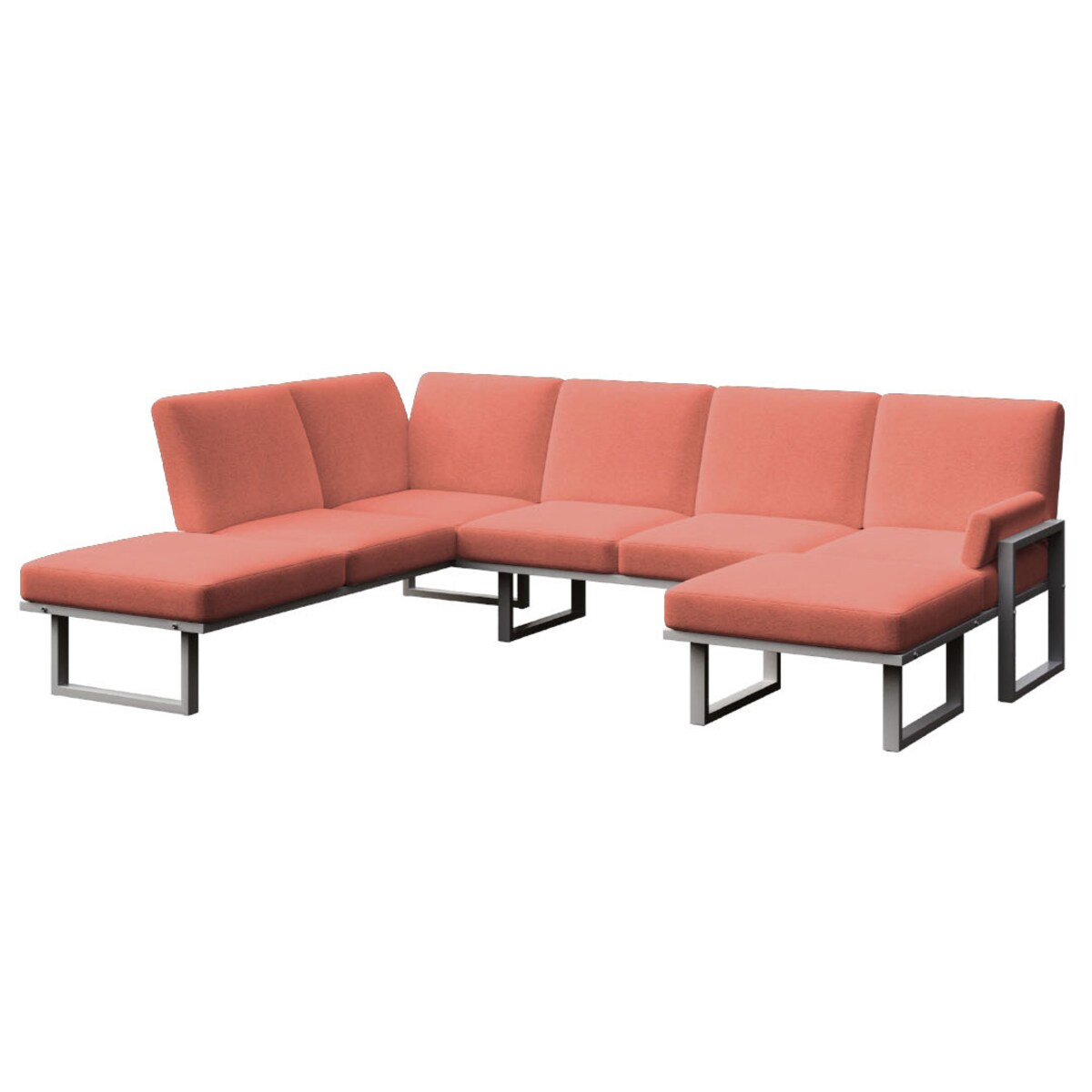 Soledo Canapé panoramique Corail - Cadre Anthracite | home&you