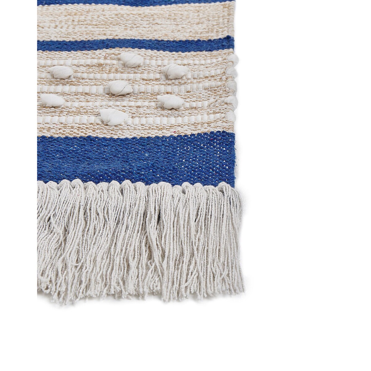 Dywan bawełniany ręcznie robiony 80 x 150 cm niebieski z beżowym Kondhali