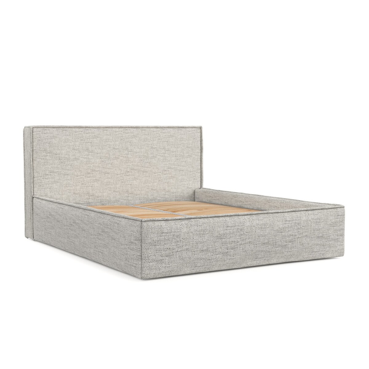 Łóżko kontynentalne SATO 160x200 z pojemnikiem, Jasny Szary, tkanina ...