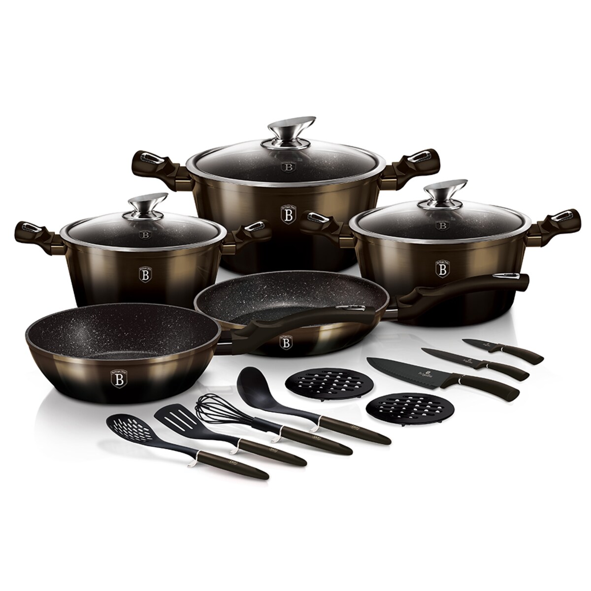 Zestaw garnków 17 el. BerlingerHaus Shiny Black BH-7146 | home&you