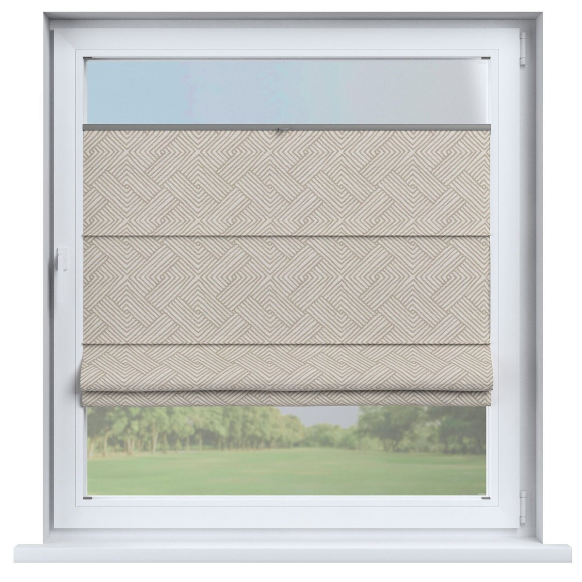 Roleta plisowana rzymska Sycylia, beżowo-kremowe geometryczne wzory ...