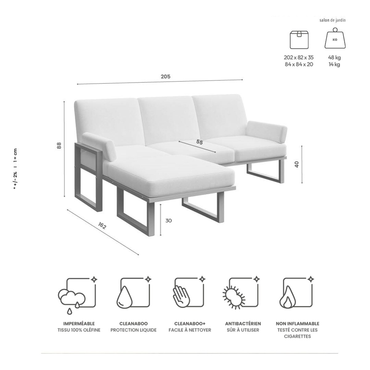 Soledo Canapé d'angle Vert profond - Cadre blanc | home&you