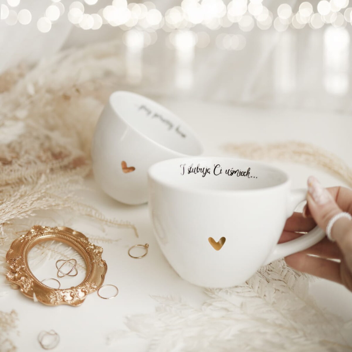 Zestaw 2 Białych Kubków Porcelanowych 500 ml - Napis I Ślubuję Ci ...