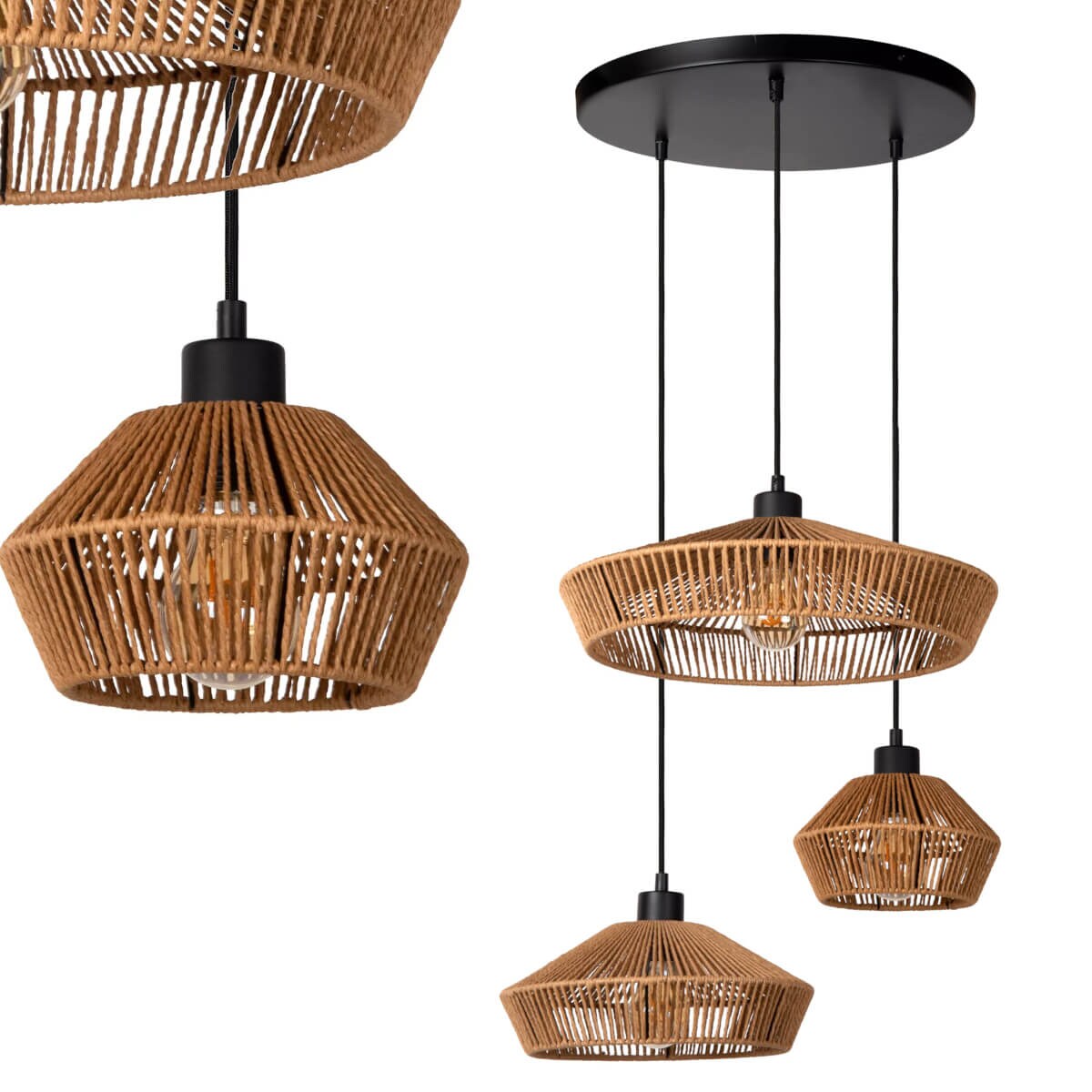 Ekologiczna lampa wisząca Yunkai drewniana kaskada nad stół | home&you