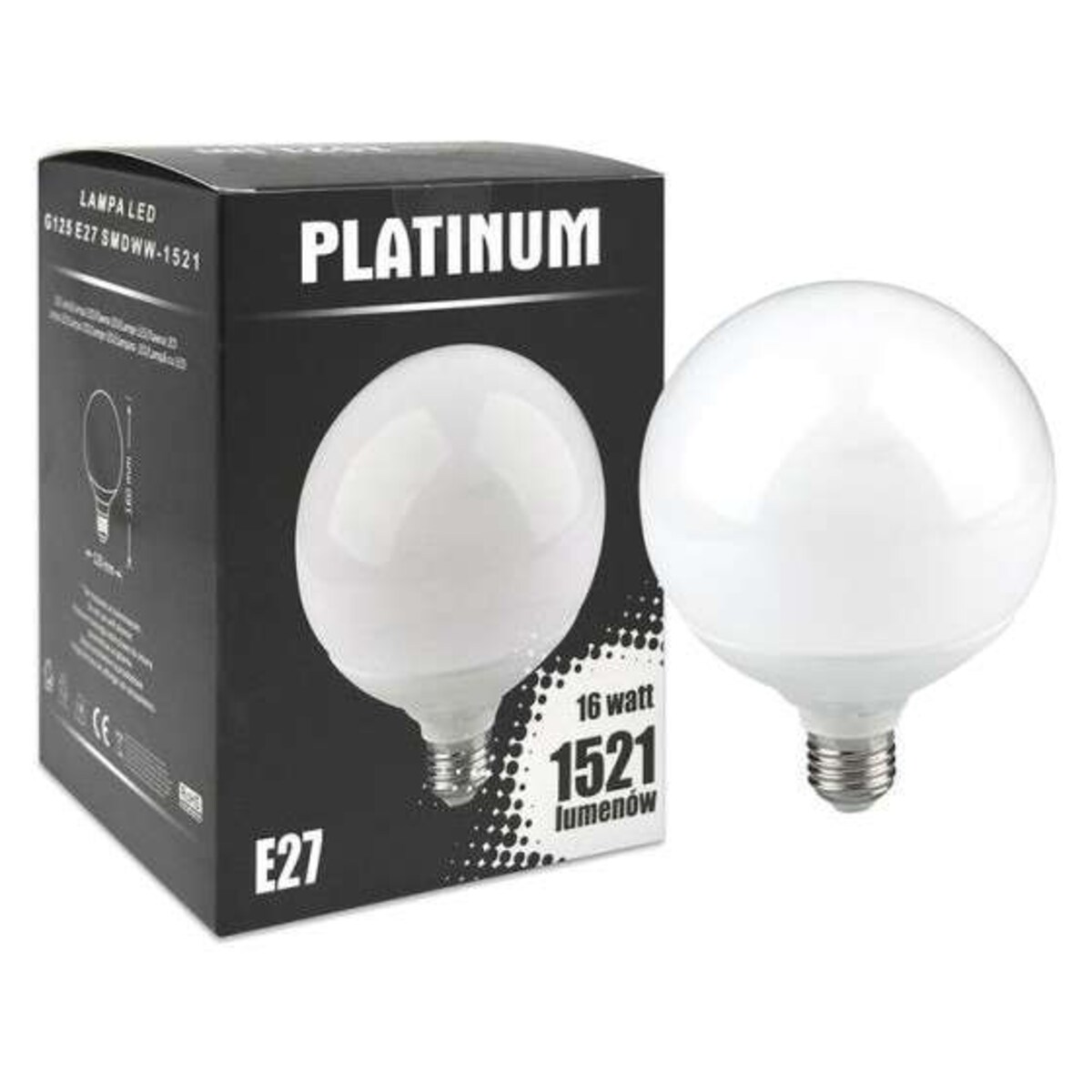 Żarówka SANICO 305626 Polux E27 G125 LED 16W 3000K 1521 lm 230V kulka ...