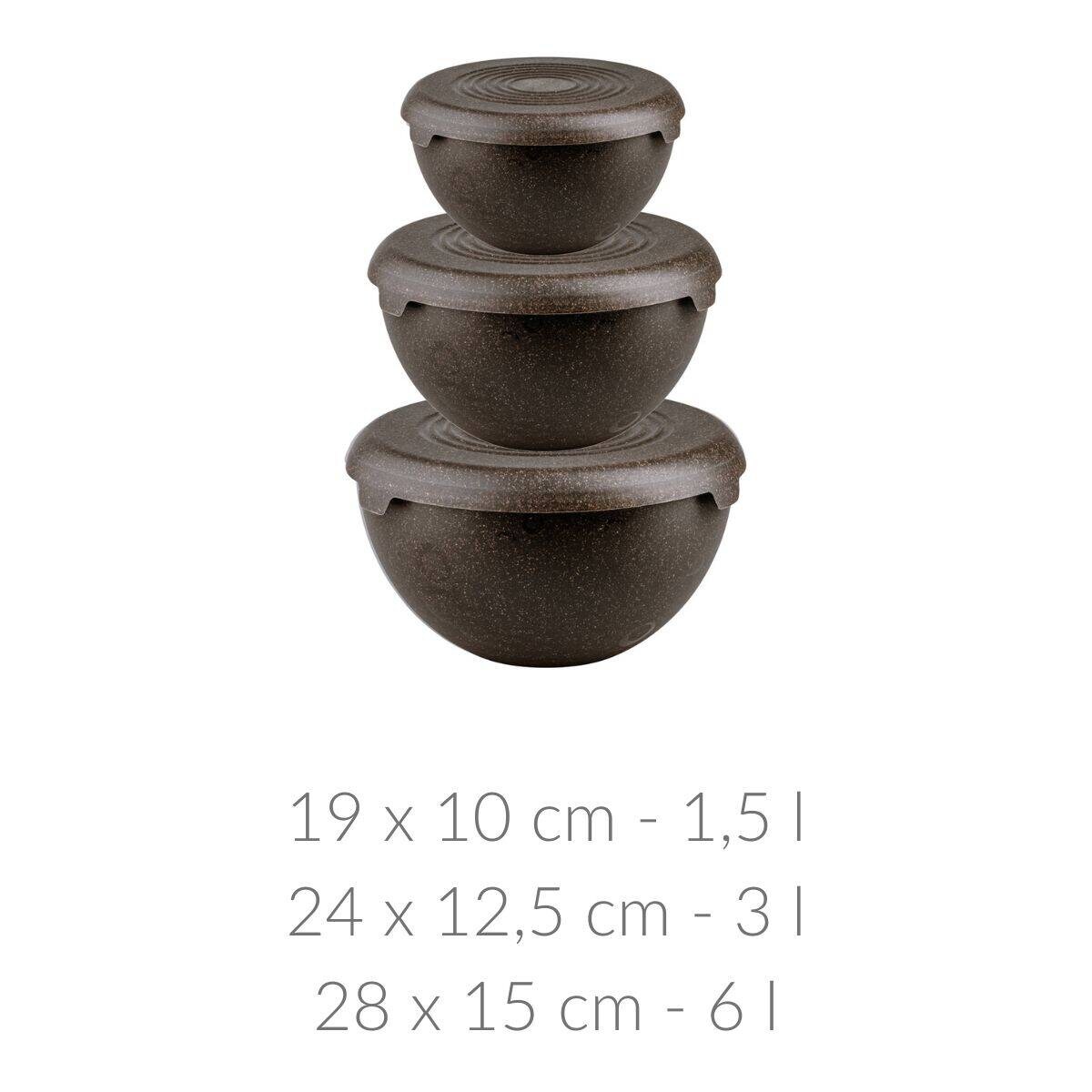 Zestaw trzech misek z pokrywami, 1,5l, 3l, 6l | home&you