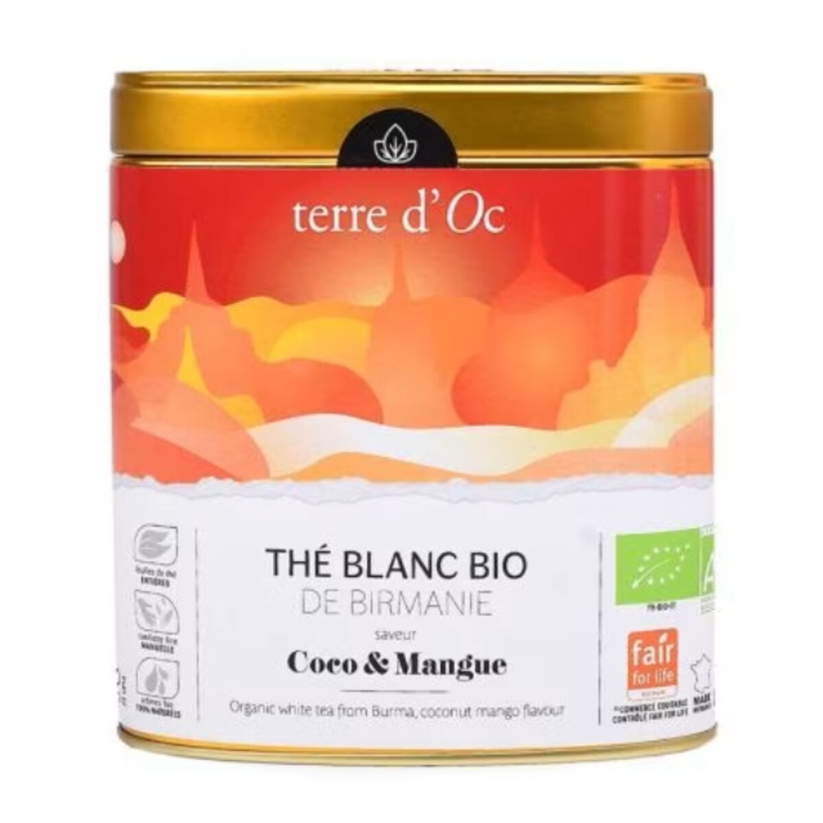 Herbata biała w puszce 50 g Burma Coconut Mango terre d'Oc