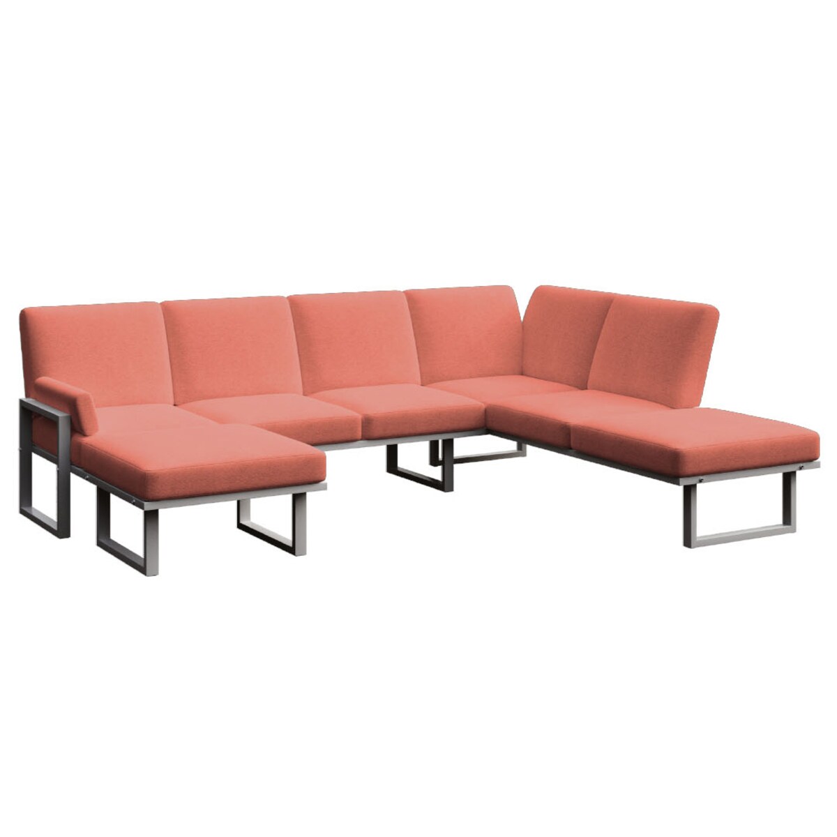 Soledo Canapé panoramique Corail - Cadre Anthracite | home&you