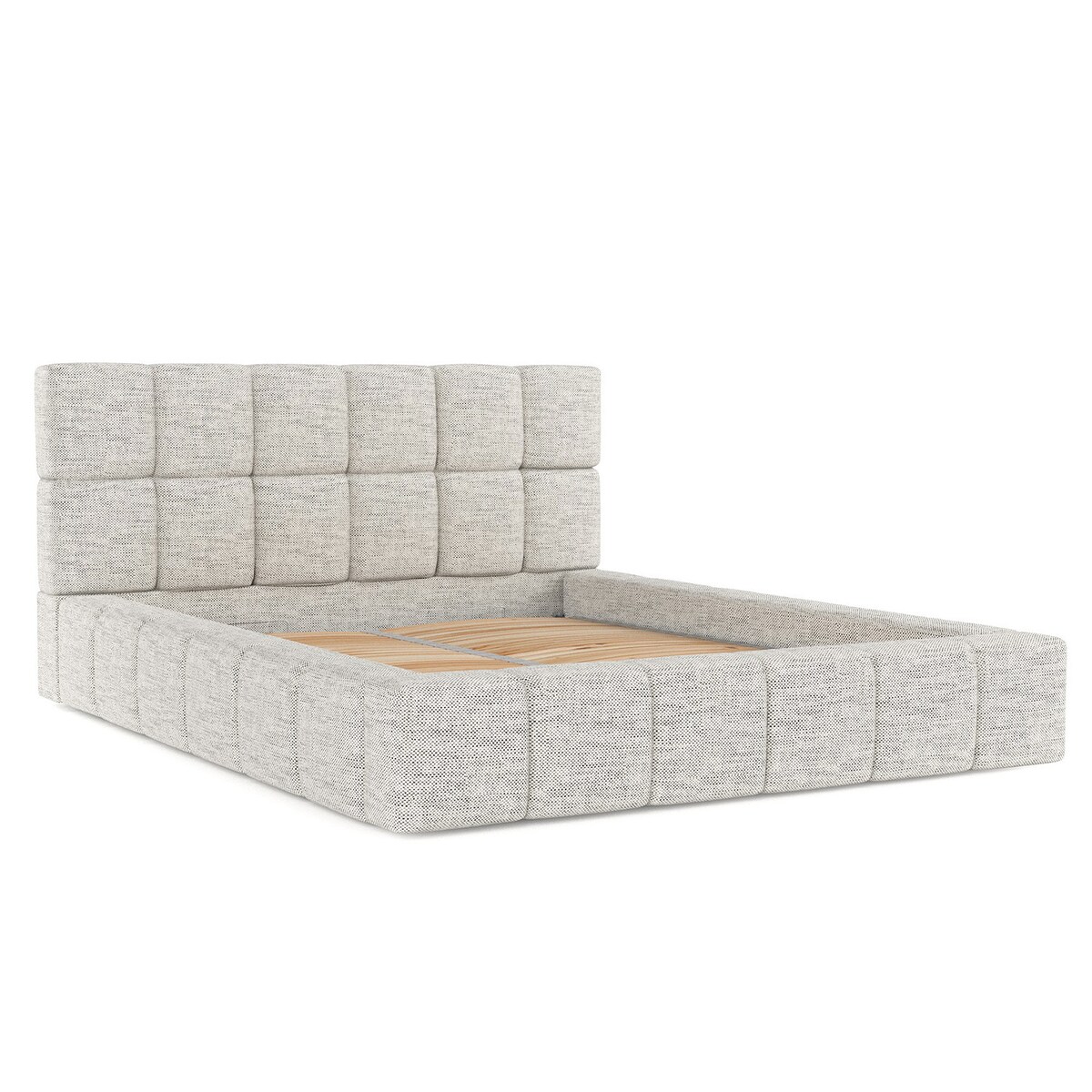 Łóżko tapicerowane PAROS 180x200 z pojemnikiem, Jasny Szary, tkanina ...