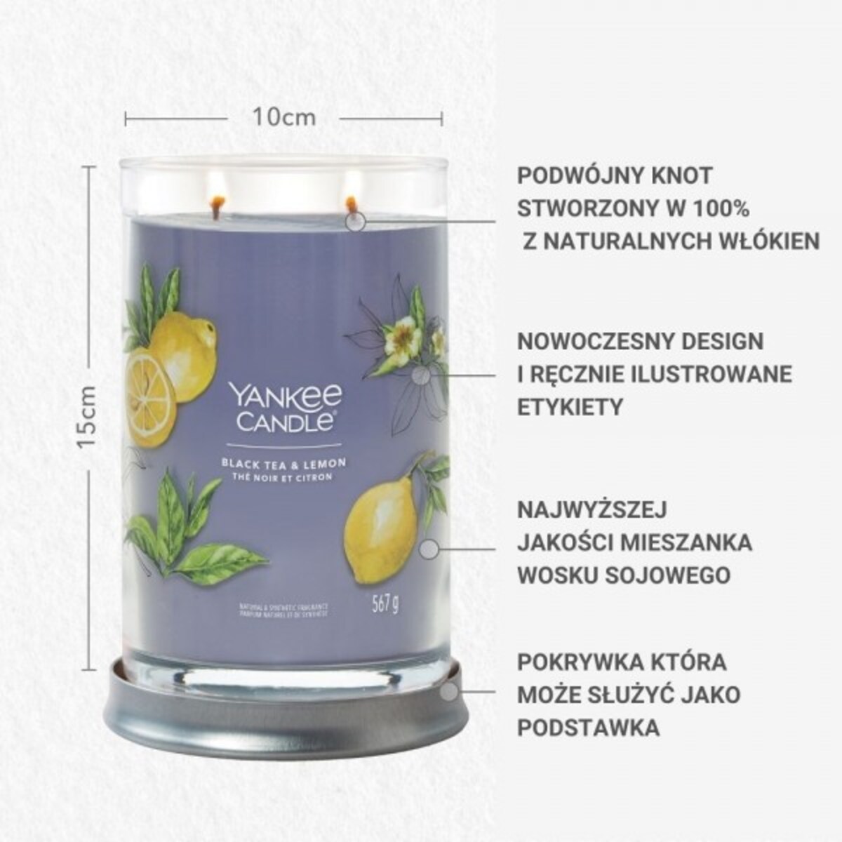 YC SIGNATURE Tumbler duży BLACK TEA & LEMON | home&you