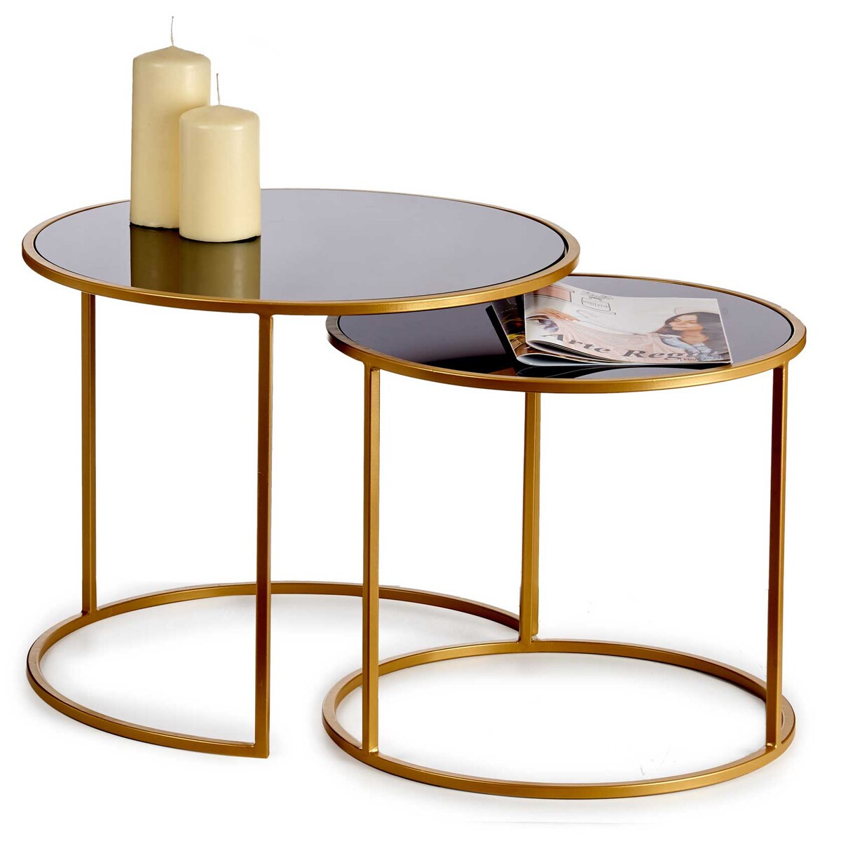 Zestaw stolików kawowych do salonu LUVO, metal, 2 sztuki | home&you