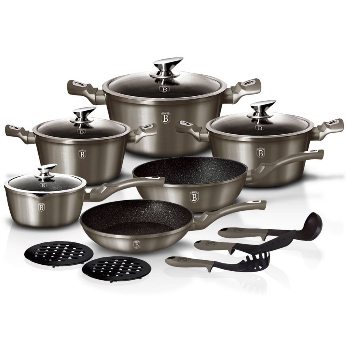 Zestaw 15 elementów garnki, patelnie, akcesoria Berlinger Haus BH-1223