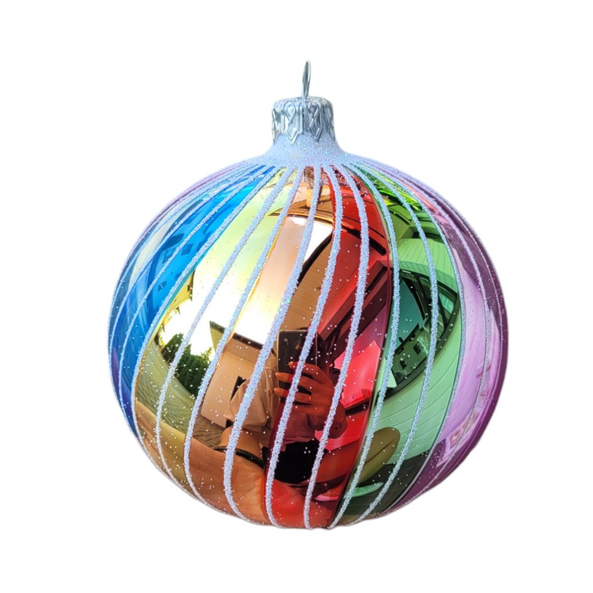 Bombka szklana 4 szt. POPOLARE - II Ø 100 mm w kolorowe paski | home&you