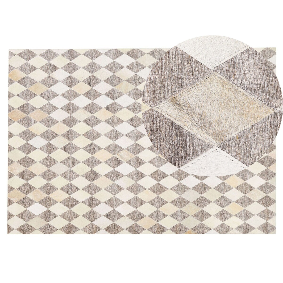 Nowoczesny dywan skórzany patchwork 140x200 geometryczny beżowo brązowy ...