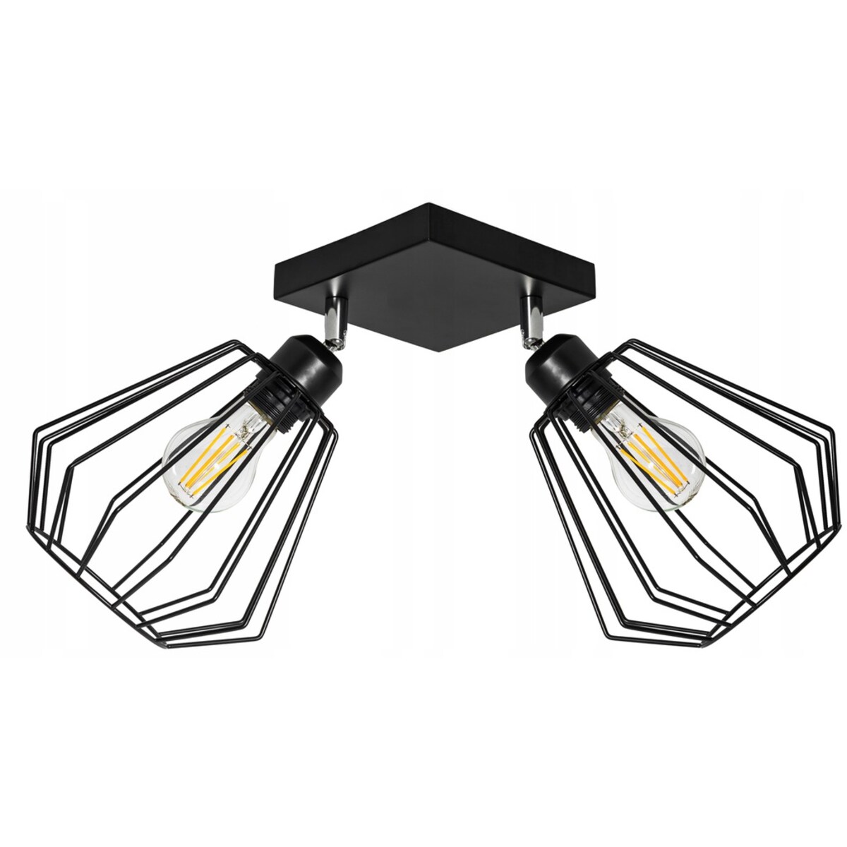Lampa Wisząca Podwójna Metalowa Loft Plafon Czarna | home&you
