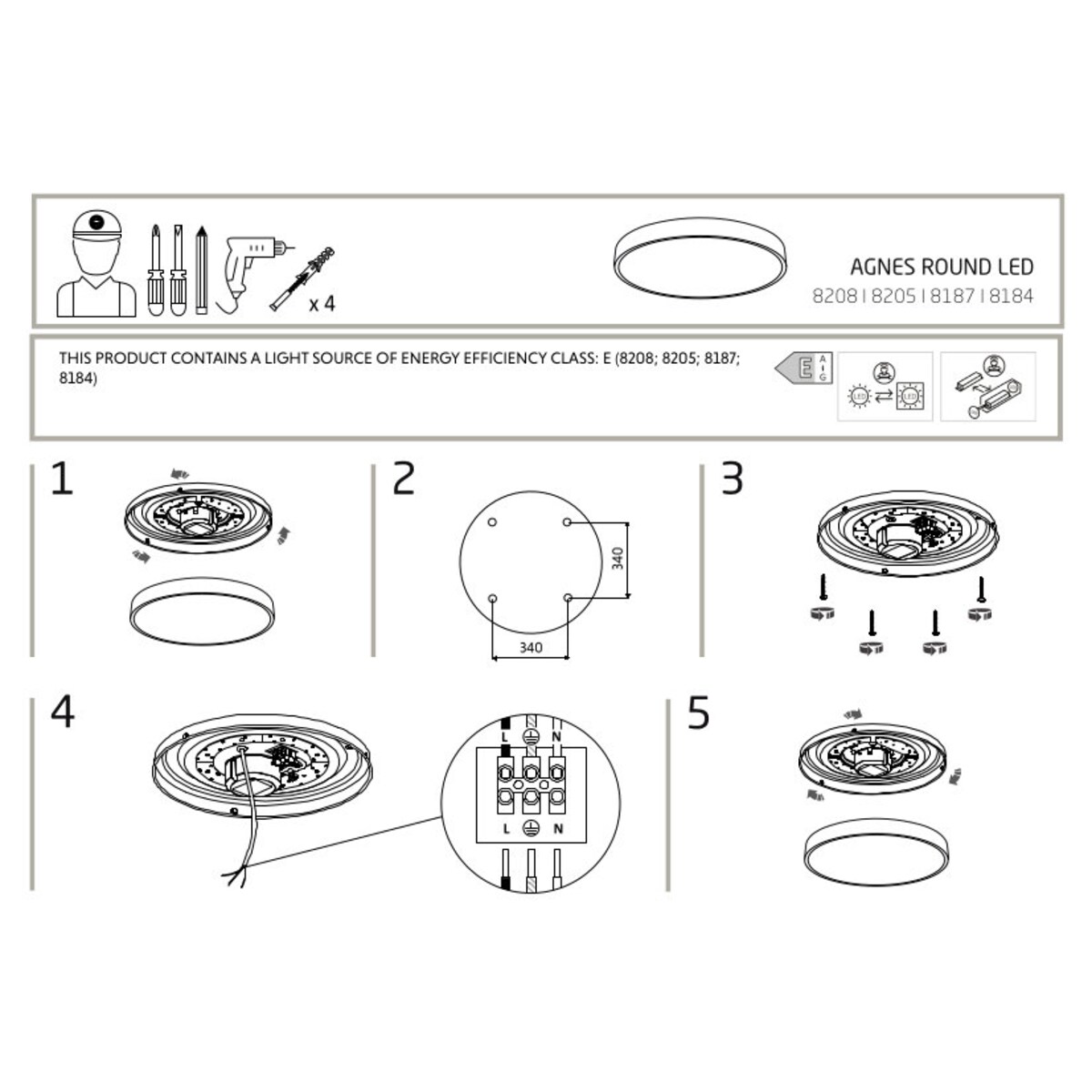 Lampa sufitowa 8205 AGNES ROUND LED Czarny Nowodvorski | home&you