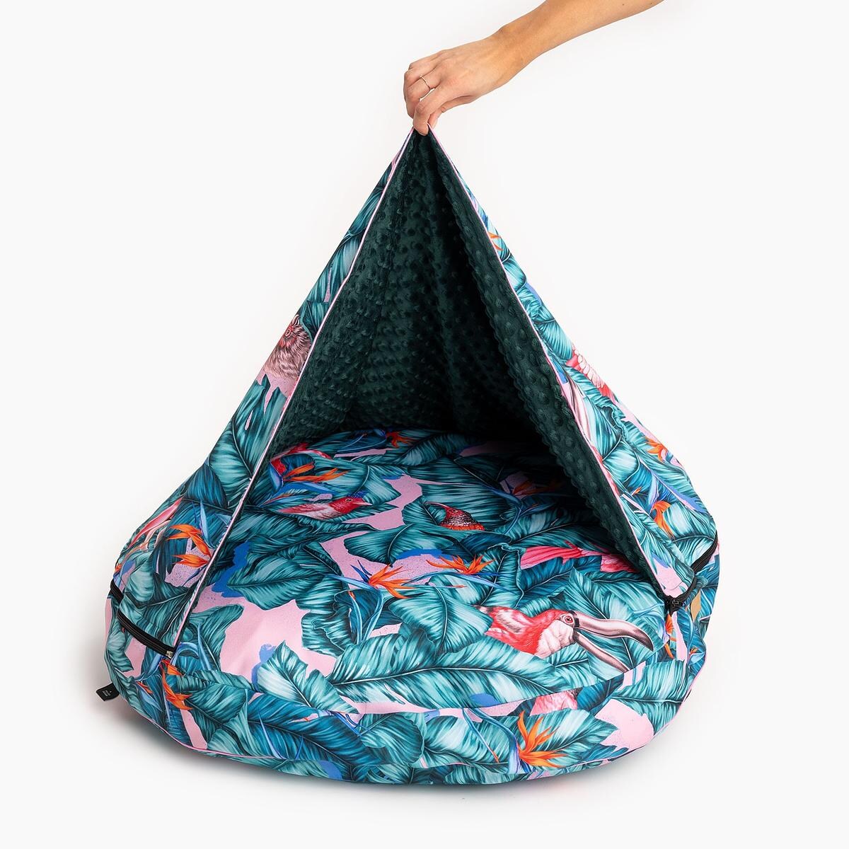 Legowisko okrągła poducha z kapturem "Mokry sen kury" - Rozmiar: M ...