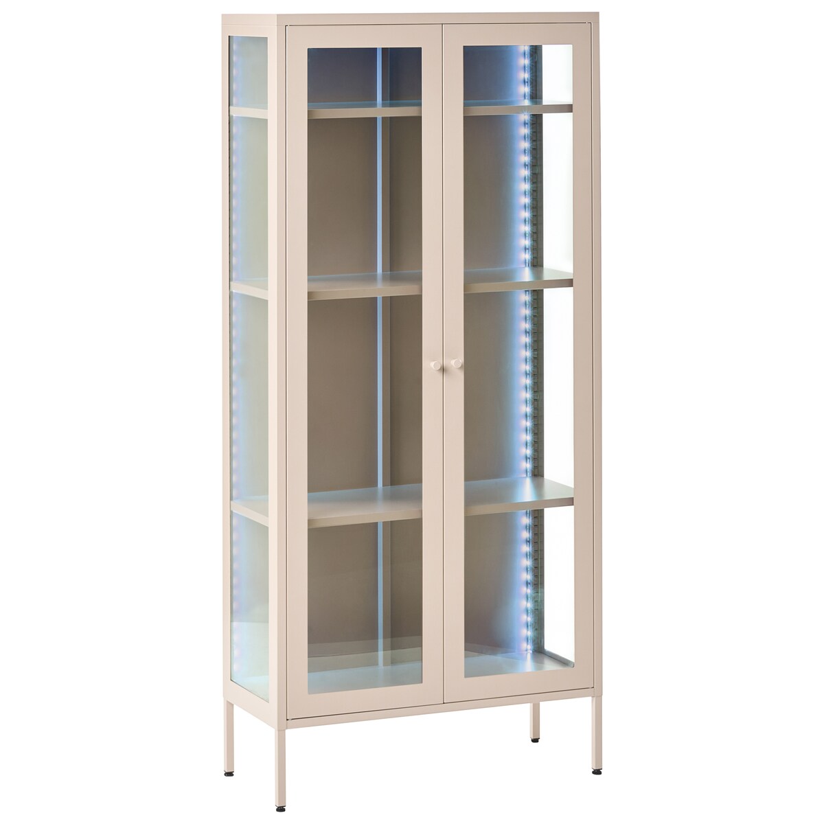 Metalowa szafka LED dwudrzwiowa industrialna komoda szklane elementy ...
