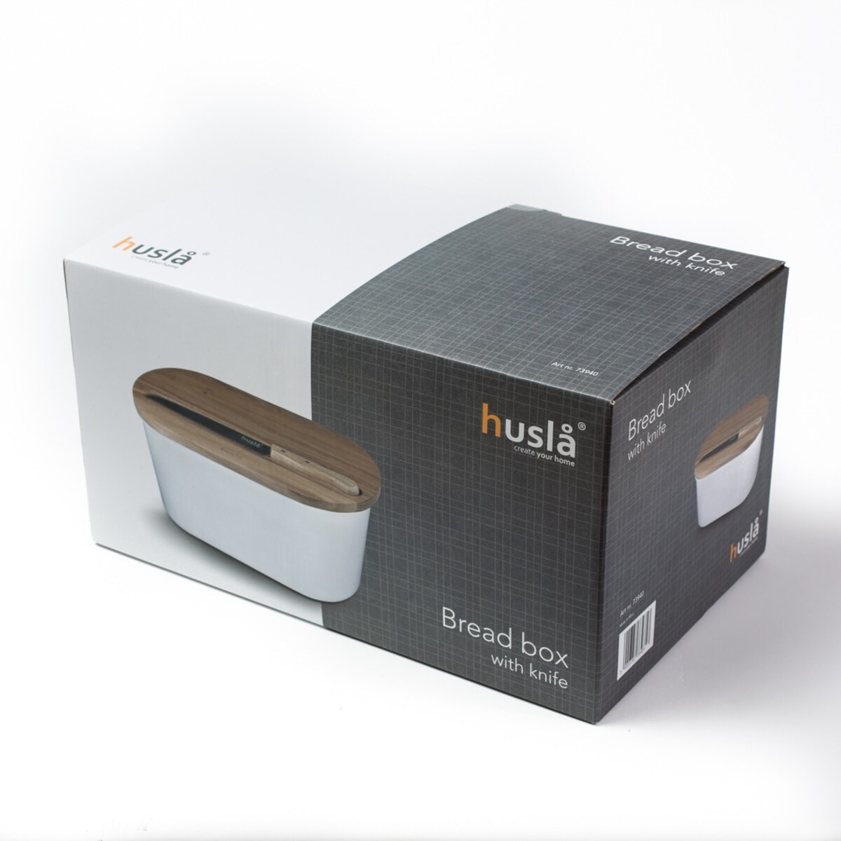 Plastikowy chlebak z deską do krojenia oraz nożem HUSLA | home&you