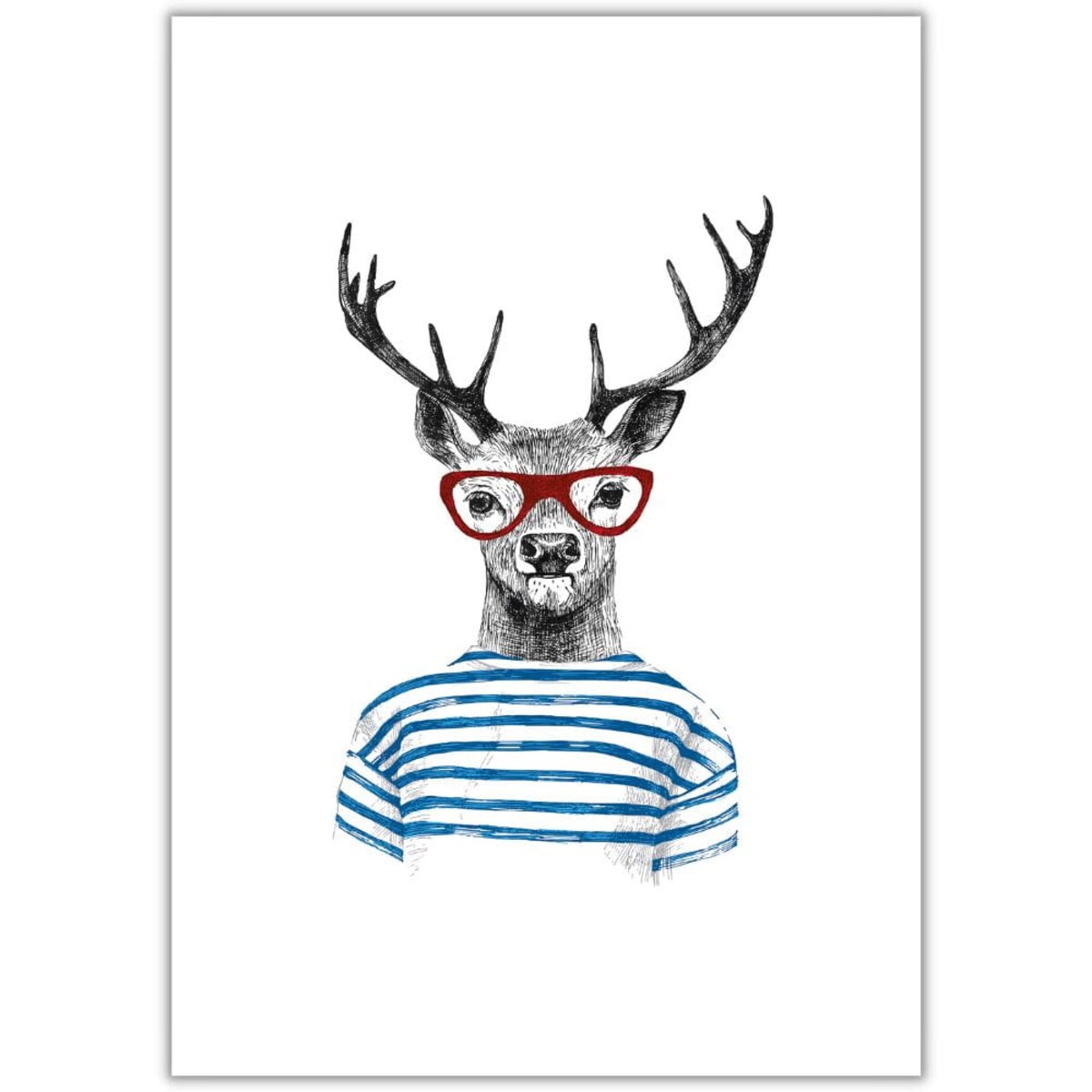 plakat jeleń w okularach 50x70 cm | home&you