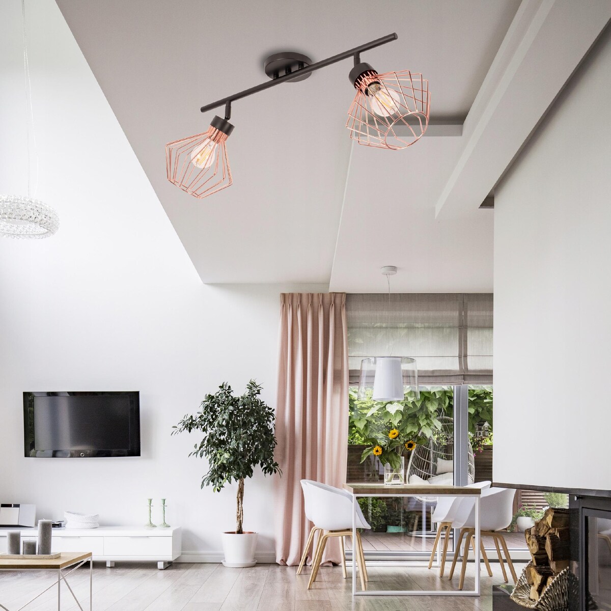Lampa Podwójna Metalowa Loft Plafon Rose Czarna | home&you
