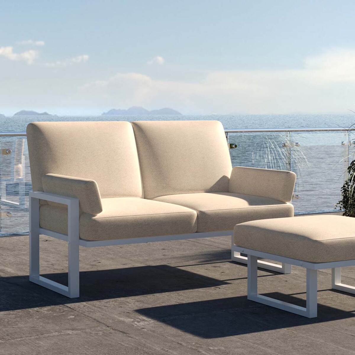 Canapé 2 places Soledo Beige clair - Cadre blanc | home&you