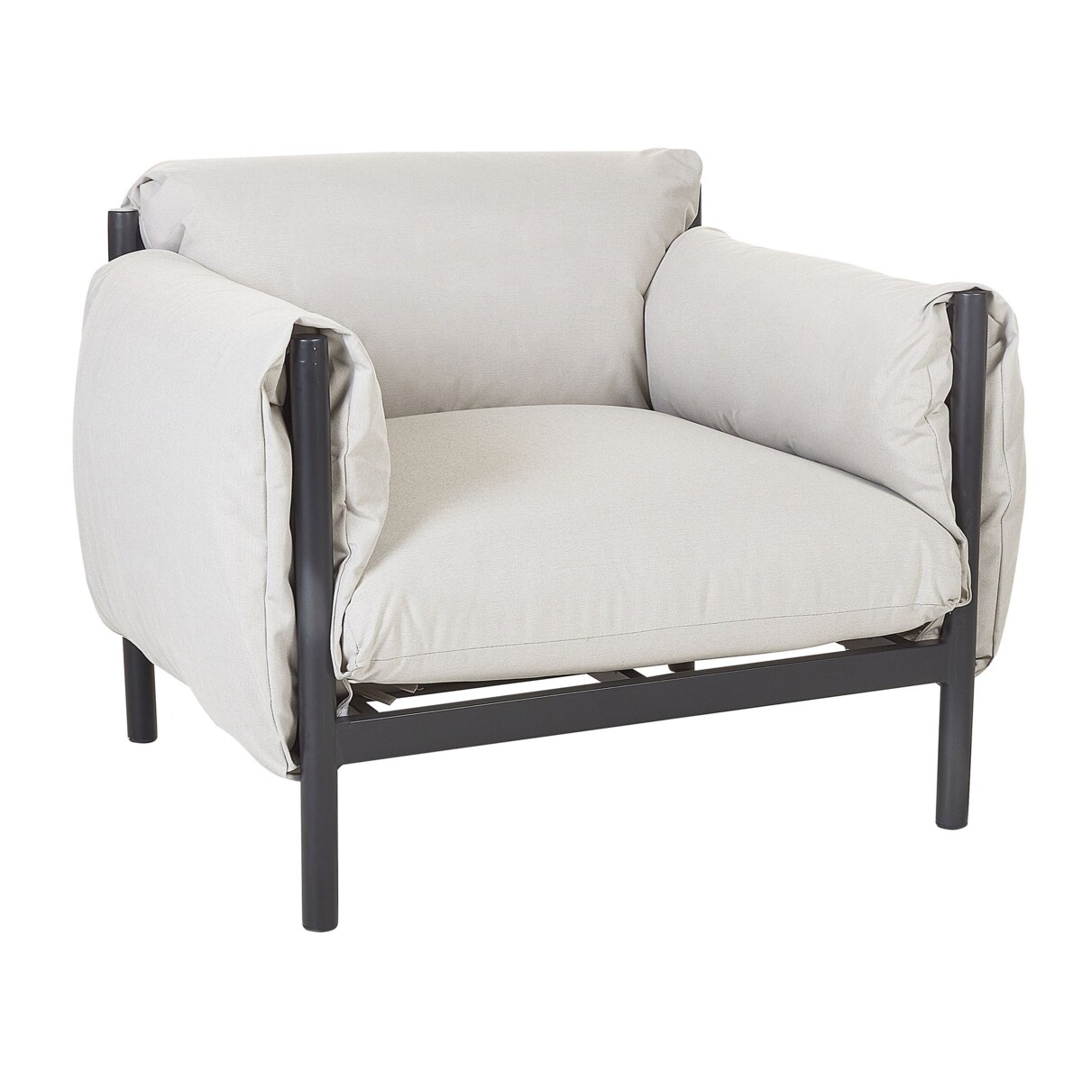 Zestaw ogrodowy 2-osobowa sofa 2 fotele metalowy czarne aluminium rama ...