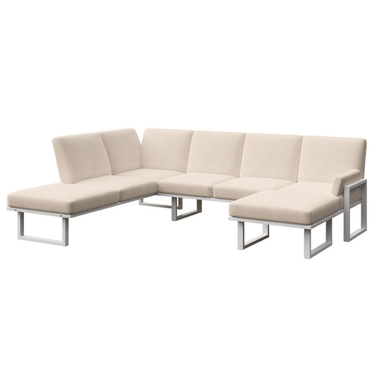 Soledo Canapé panoramique Beige clair - Cadre blanc | home&you