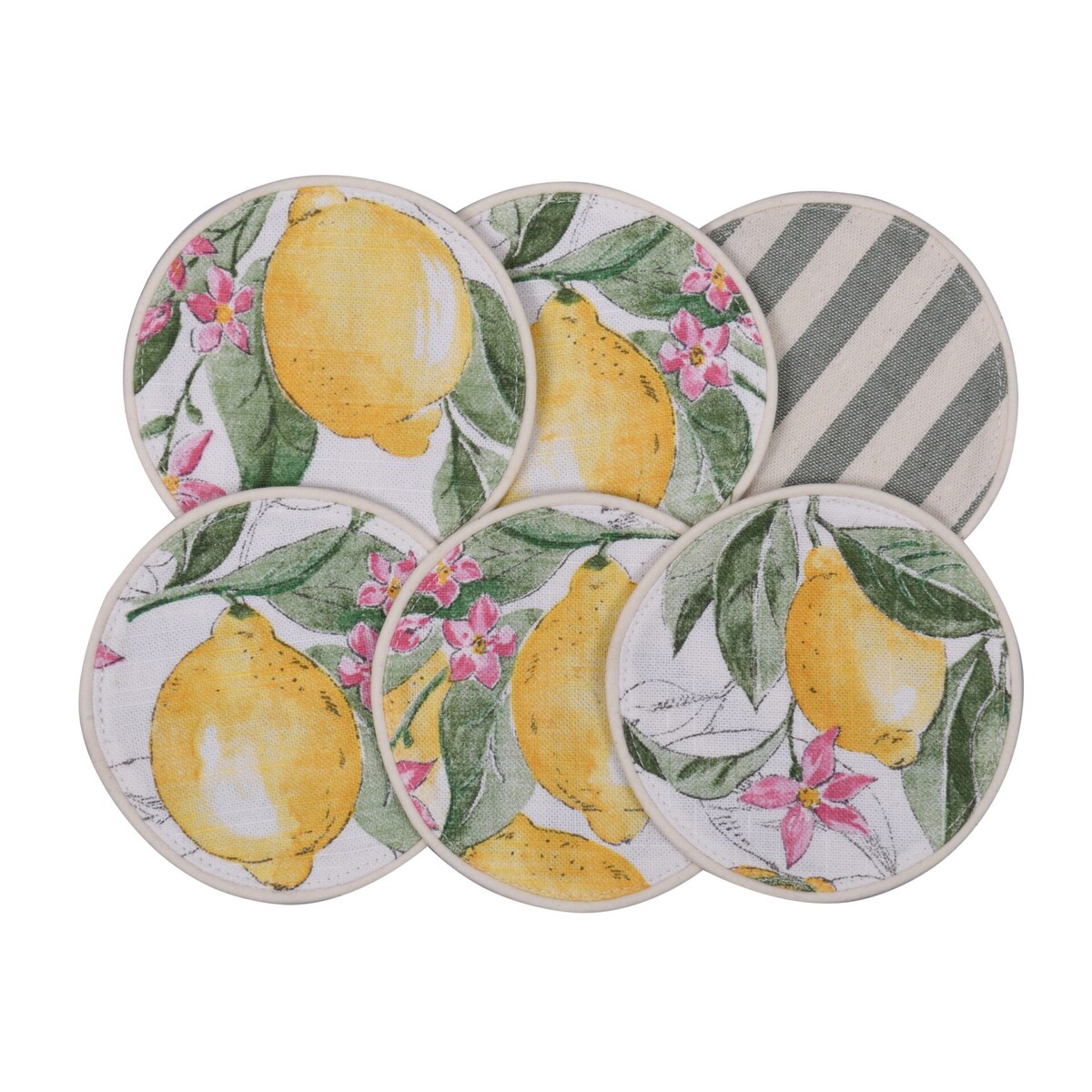 Mini podkładki dwustronne z motywem cytryn Lemonade & Stripes – komplet ...