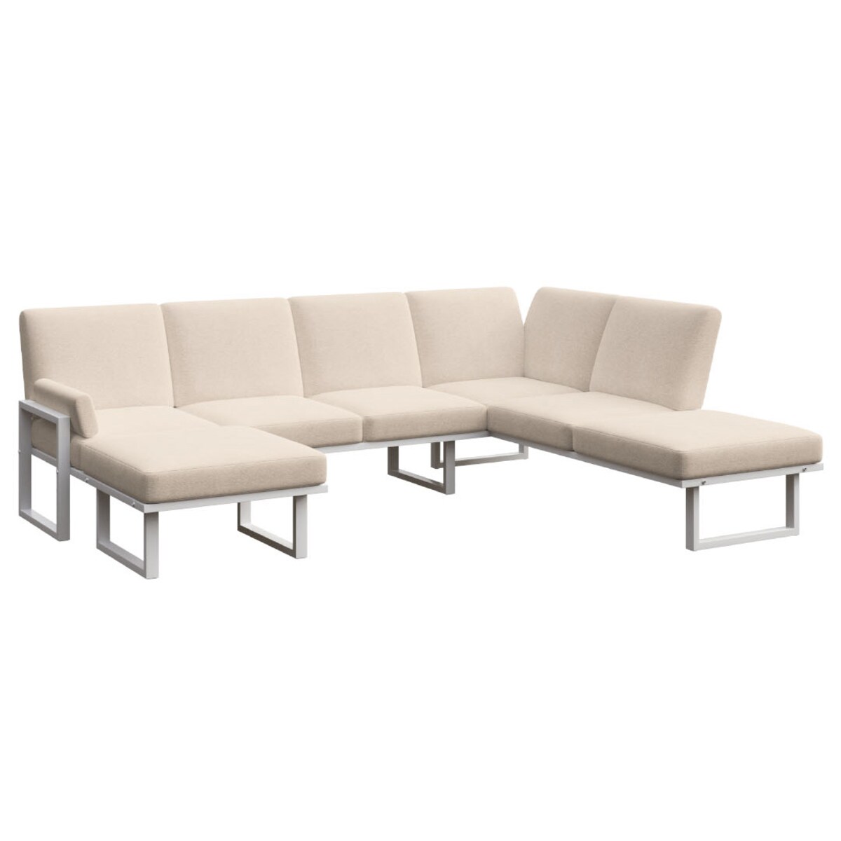 Soledo Canapé panoramique Beige clair - Cadre blanc | home&you