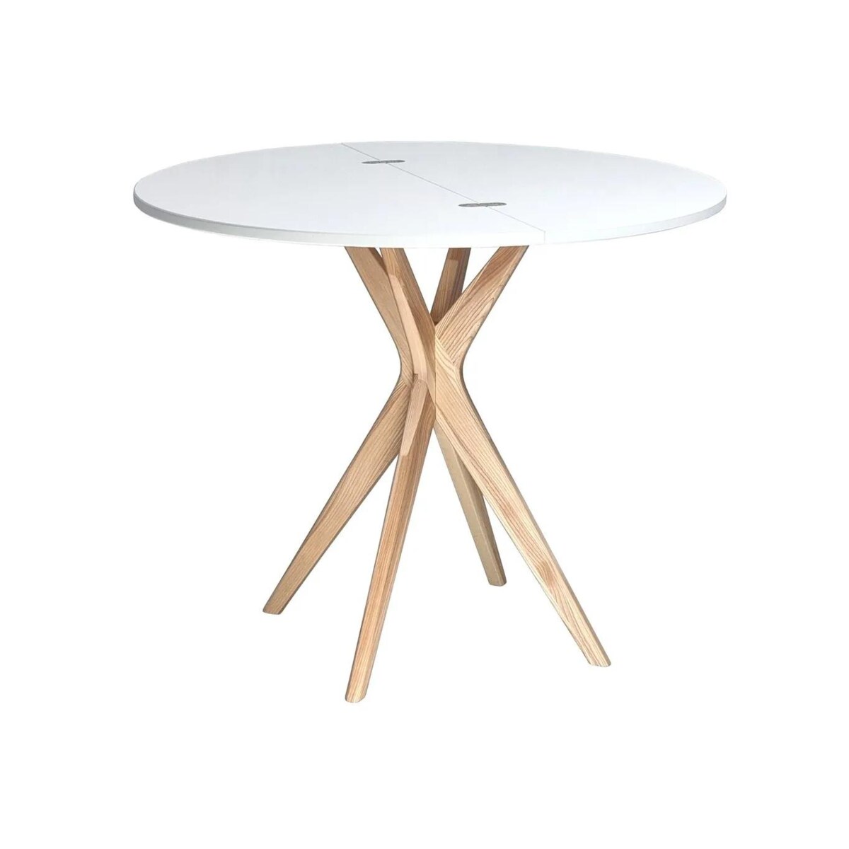 Stół półokrągły CUTTI 90x90 rozkładany biały/jesion | home&you