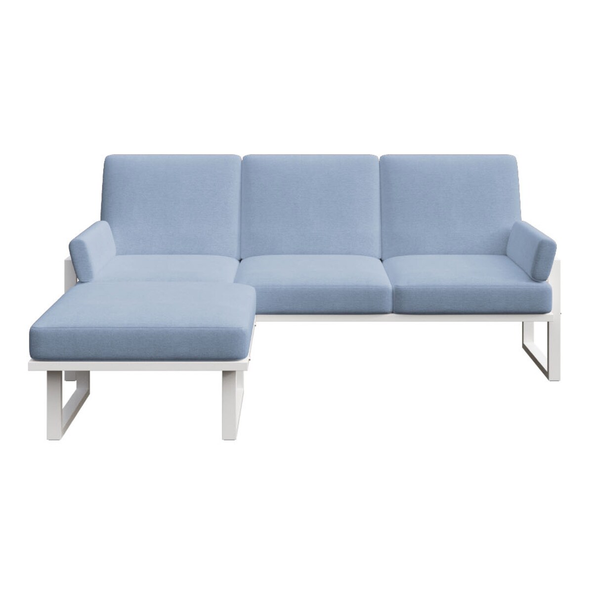 Soledo Canapé d'angle Bleu clair - Cadre blanc | home&you