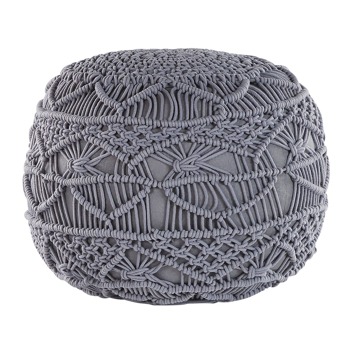 Okrągły dziergany puf boho otoman bawełna szary 40 x 40 cm Kayseri