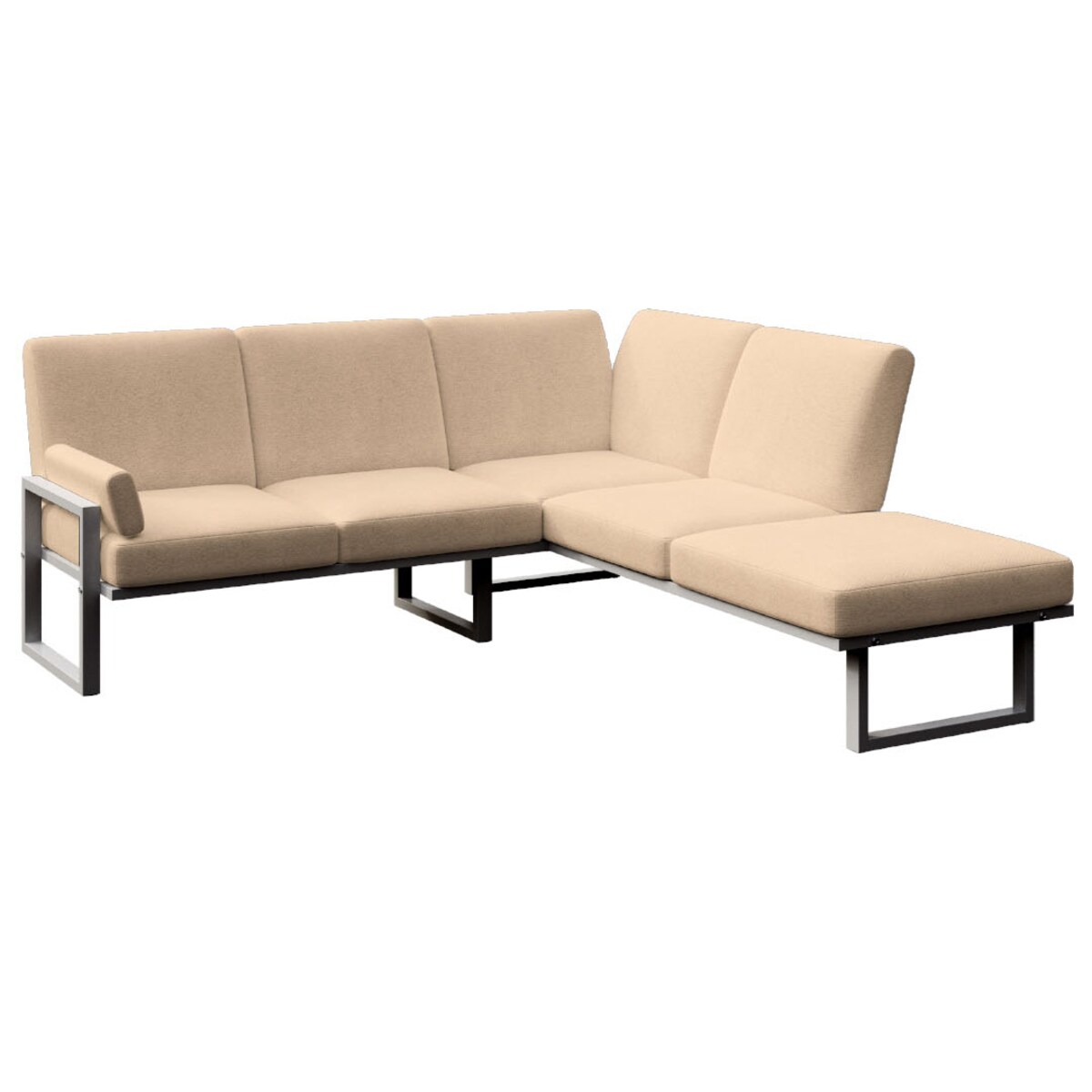 Soledo Canapé d'angle Cappucino - Cadre Anthracite | home&you