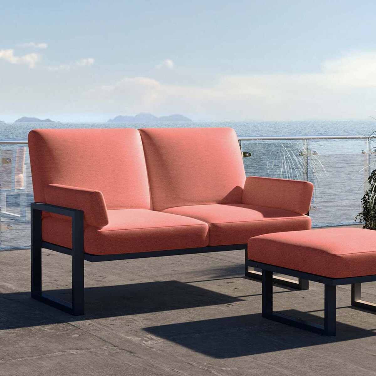 Canapé 2 places Soledo Corail - Structure anthracite | home&you
