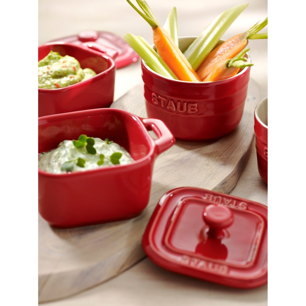Staub Mini Cocotte Kwadratowy, 2 szt. - 125 ml, Czerwony | home&you